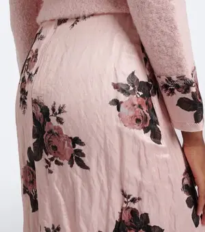 Erdem Floral Satin Midi Skirt