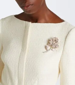 Roland Mouret Belted Embellished Bouclé Jacket - White