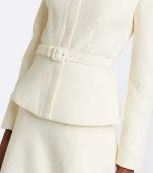 Roland Mouret Belted Embellished Bouclé Jacket - White
