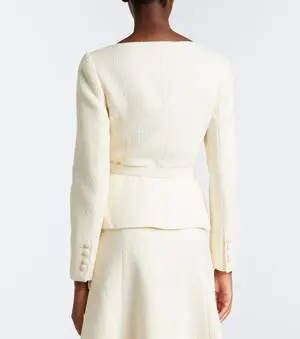 Roland Mouret Belted Embellished Bouclé Jacket - White