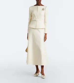 Roland Mouret Belted Embellished Bouclé Jacket - White
