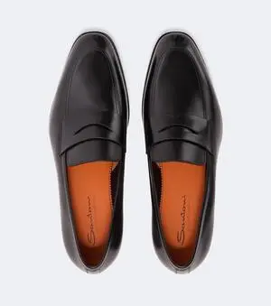 Santoni Leather Penny Loafers