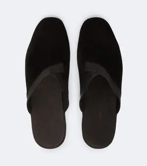 John Lobb Leather-trimmed Suede Slippers