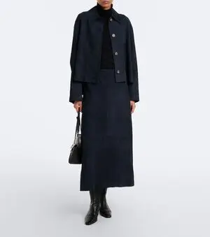 JOSEPH Helius Suede Midi Skirt - Blue