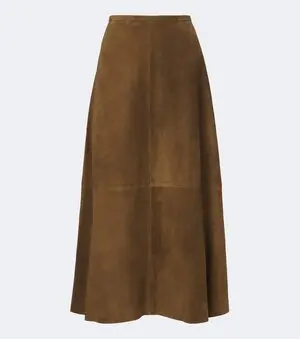 JOSEPH Helius Suede Midi Skirt - Brown