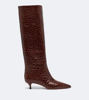 Le Monde Beryl Le Monde Béryl Babouche Croc-effect Leather Knee-high Boots