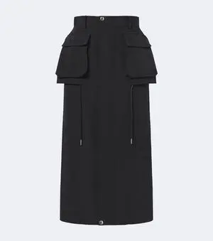 Sacai Cotton-blend Zip-up Midi Skirt