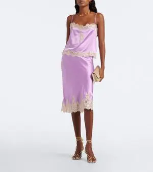 DÔEN Elowette Lace-trimmed Silk Slip Skirt