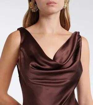 XU ZHI Asymmetric Silk Satin Midi Dress