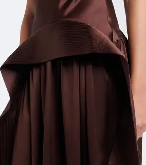 XU ZHI Asymmetric Silk Satin Midi Dress