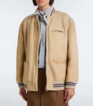 Prada Wool-trimmed Shearling Bomber Jacket
