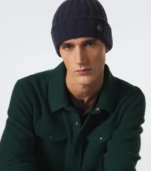 GOD'S TRUE CASHMERE Ribbed-knit Cashmere Beanie With Malachite - Blue