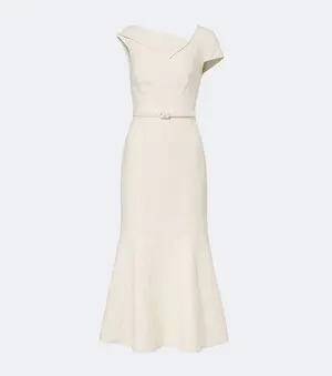 Roland Mouret Belted Asymmetric Bouclé Cocktail Dress