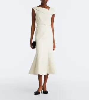 Roland Mouret Belted Asymmetric Bouclé Cocktail Dress