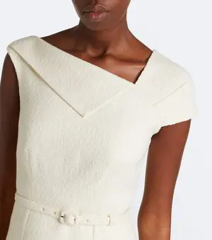 Roland Mouret Belted Asymmetric Bouclé Cocktail Dress