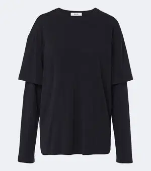 AGOLDE Lois Layered Cotton Jersey T-shirt - Blue