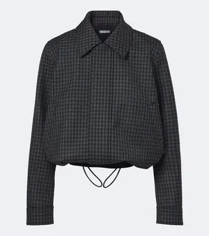 Loewe Gingham Wool-blend Blouson Jacket - Blue