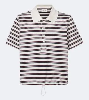 The Upside Sophie Cropped Striped Piqué Polo Shirt - Multicoloured