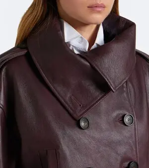7 For All Mankind Cropped Double-breasted Leather Jacket