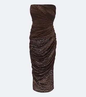 Alex Perry Leopard-print Ruched Lace Midi Dress