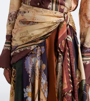 Zimmermann Valiant Draped Printed Silk Maxi Skirt