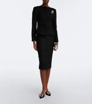 Roland Mouret Sequined Bouclé Pencil Skirt