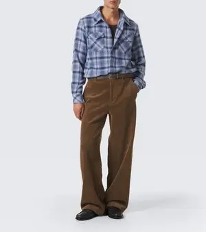 GOD'S TRUE CASHMERE Uniform Plaid Cashmere Shirt With Amethysts