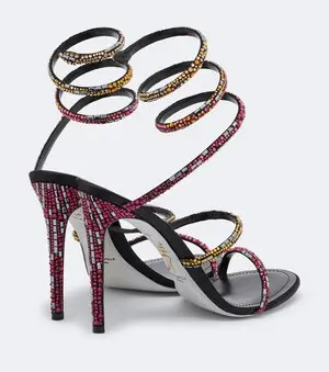Rene Caovilla X Swarowski Cleo Embellished Satin Sandals