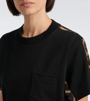 Sacai Leopard-print Cotton Jersey Midi Dress