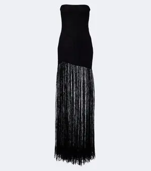 Retrofete Jeanette Lace Strapless Gown - Black