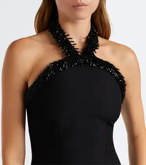 Roland Mouret Embellished Crêpe Halterneck Gown