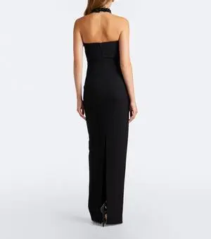 Roland Mouret Embellished Crêpe Halterneck Gown