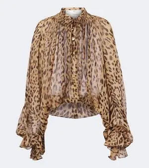 XU ZHI Leopard-print Silk Blouse - Brown