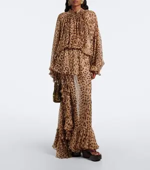 XU ZHI Leopard-print Silk Blouse