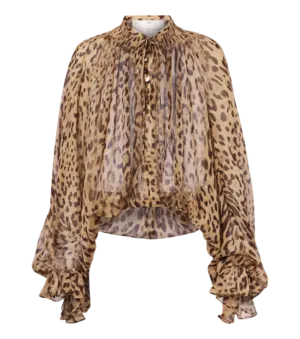 XU ZHI Leopard-print Silk Blouse - Brown