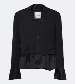 Noir Kei Ninomiya Ruffled Peplum Wool Jacket - Black