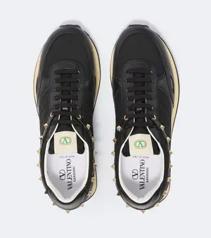 Valentino Garavani Stud Up Leather-trimmed Sneakers
