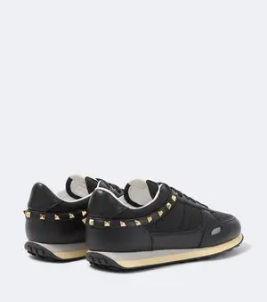Valentino Garavani Stud Up Leather-trimmed Sneakers