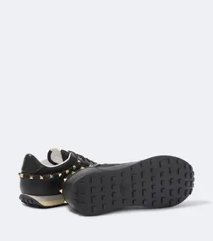 Valentino Garavani Stud Up Leather-trimmed Sneakers