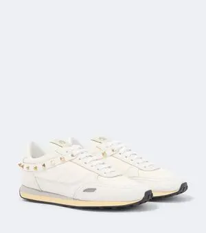 Valentino Garavani Stud Up Leather-trimmed Sneakers - White
