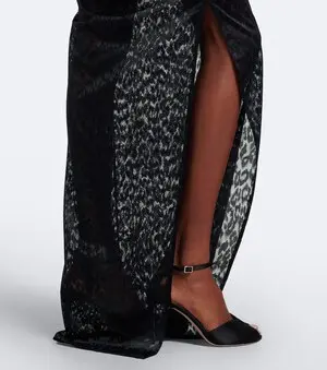 Alex Perry Draped Leopard-print Lace Maxi Dress