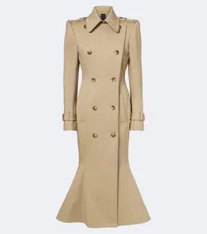 MUGLER Peplum Cotton-blend Trench Coat