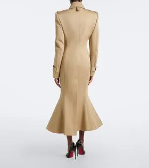 MUGLER Peplum Cotton-blend Trench Coat
