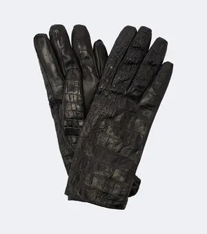 Nour Hammour Silk-lined Leather Gloves - Black