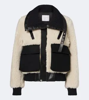 Sacai Paneled Wool-blend Blouson Jacket - White