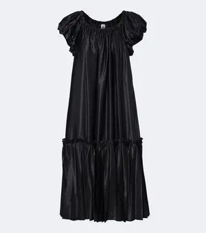Noir Kei Ninomiya Pleated Tiered Satin Midi Dress