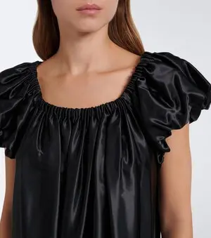 Noir Kei Ninomiya Pleated Tiered Satin Midi Dress