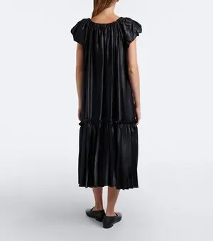 Noir Kei Ninomiya Pleated Tiered Satin Midi Dress