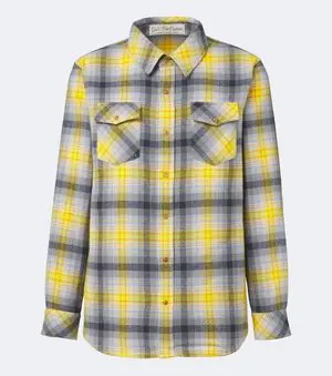 GOD'S TRUE CASHMERE Alchemy Plaid Cashmere Shirt With Carnelians