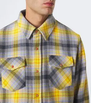 GOD'S TRUE CASHMERE Alchemy Plaid Cashmere Shirt With Carnelians